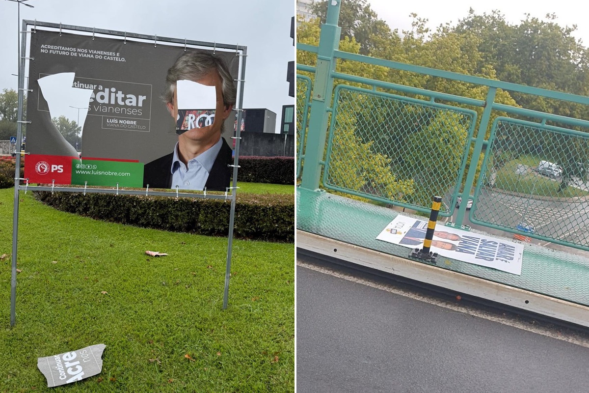 Cartazes do PS e do CHEGA foram vandalizados - Viana ao Minuto